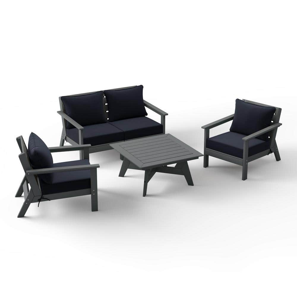 WESTIN OUTDOOR Birchwood Gray Arrangeable 5-Piece Outdoor Patio HDPE ...