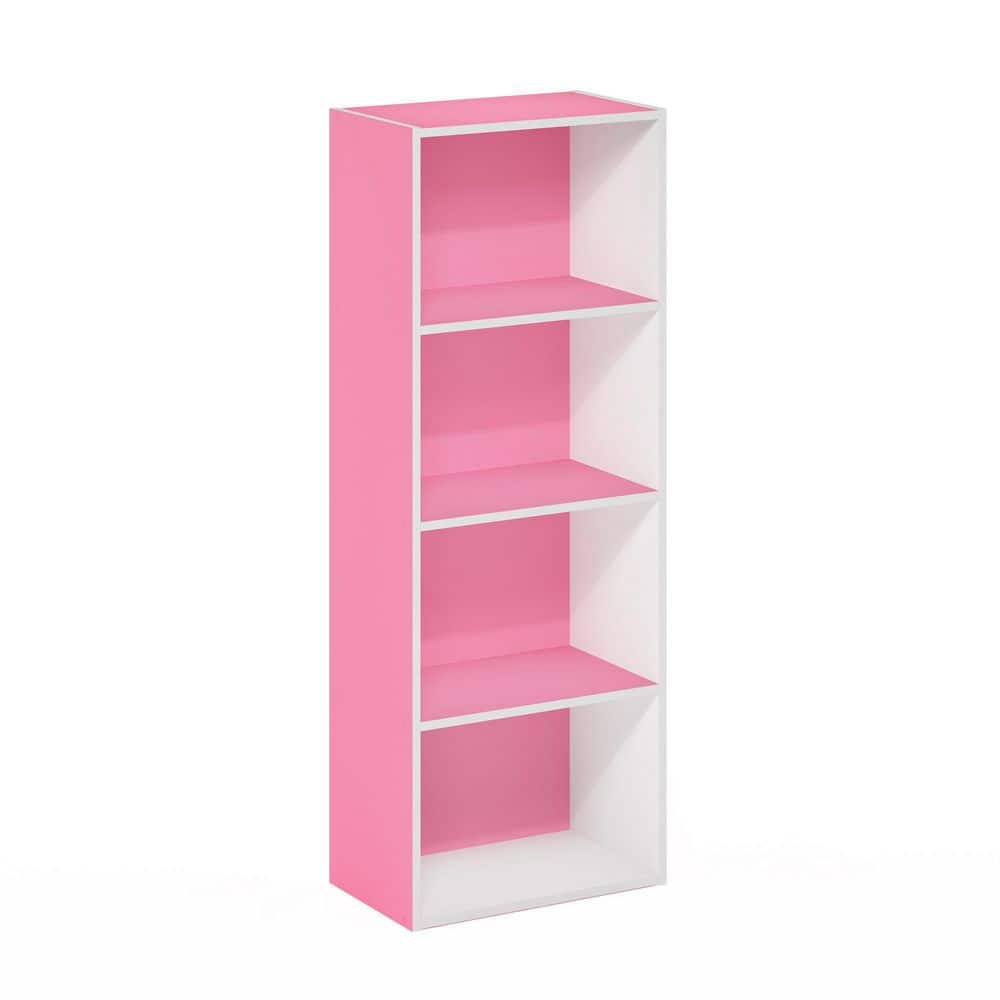 Furinno Luder 41.7 in. Pink/White 4-Shelf Standard Bookcase 21051PIWH ...