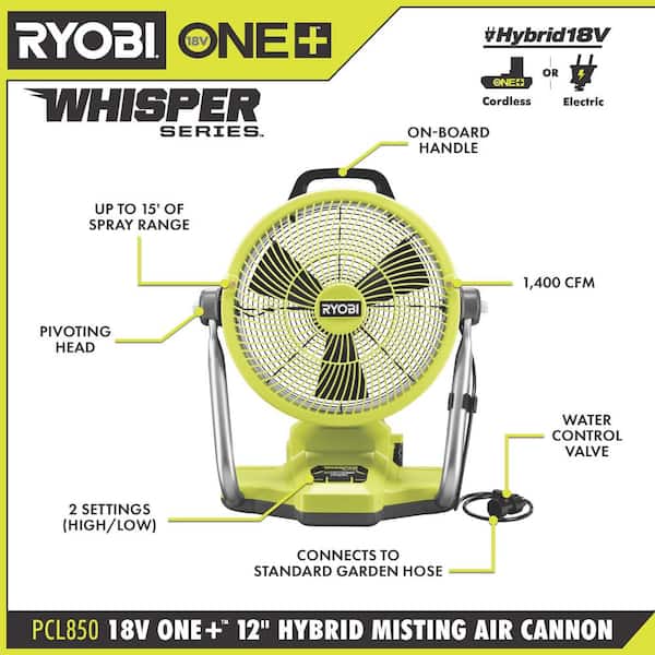RYOBI PCL850K1-PBP005 ONE+ 18V Cordless Hybrid WHISPER SERIES 12 In ...