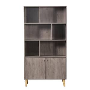FUFU&GAGA 31.5 in W White Standard Bookcase with Glass Doors, Drawers ...