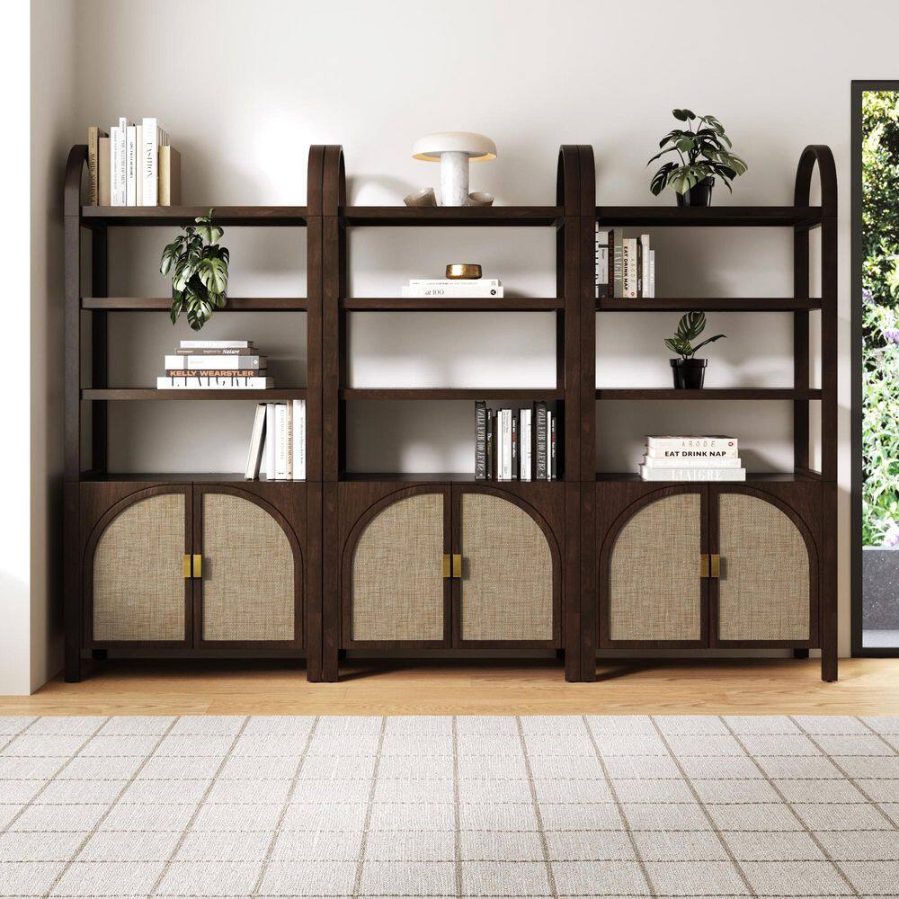 Nathan James Paxton 71 in. Tall Dark Acacia Boho Bookshelf w/ Solid ...