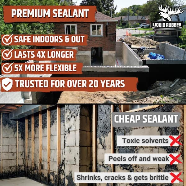 LIQUID RUBBER Foundation Sealant 5 Gal. Black Waterproof Coating for ...