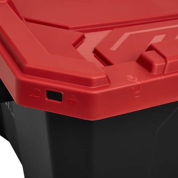 Husky 170 Gal. Pro Grip Storage Tote in Black with Red Lid 999-170G ...