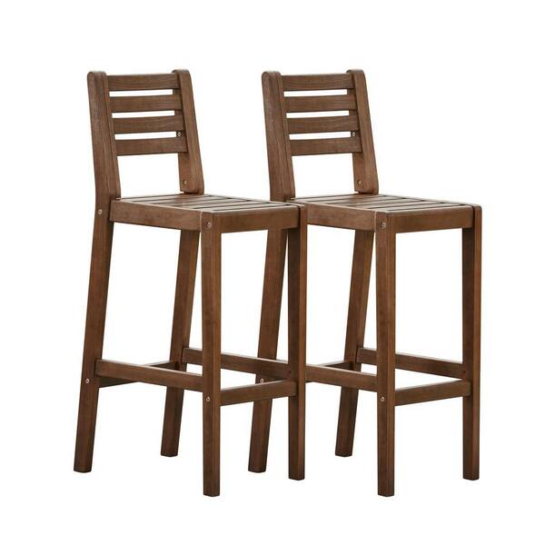 AOPSPS Mid-Century Modern Patio Wood Outdoor Bar Stool (Set of 2 ...