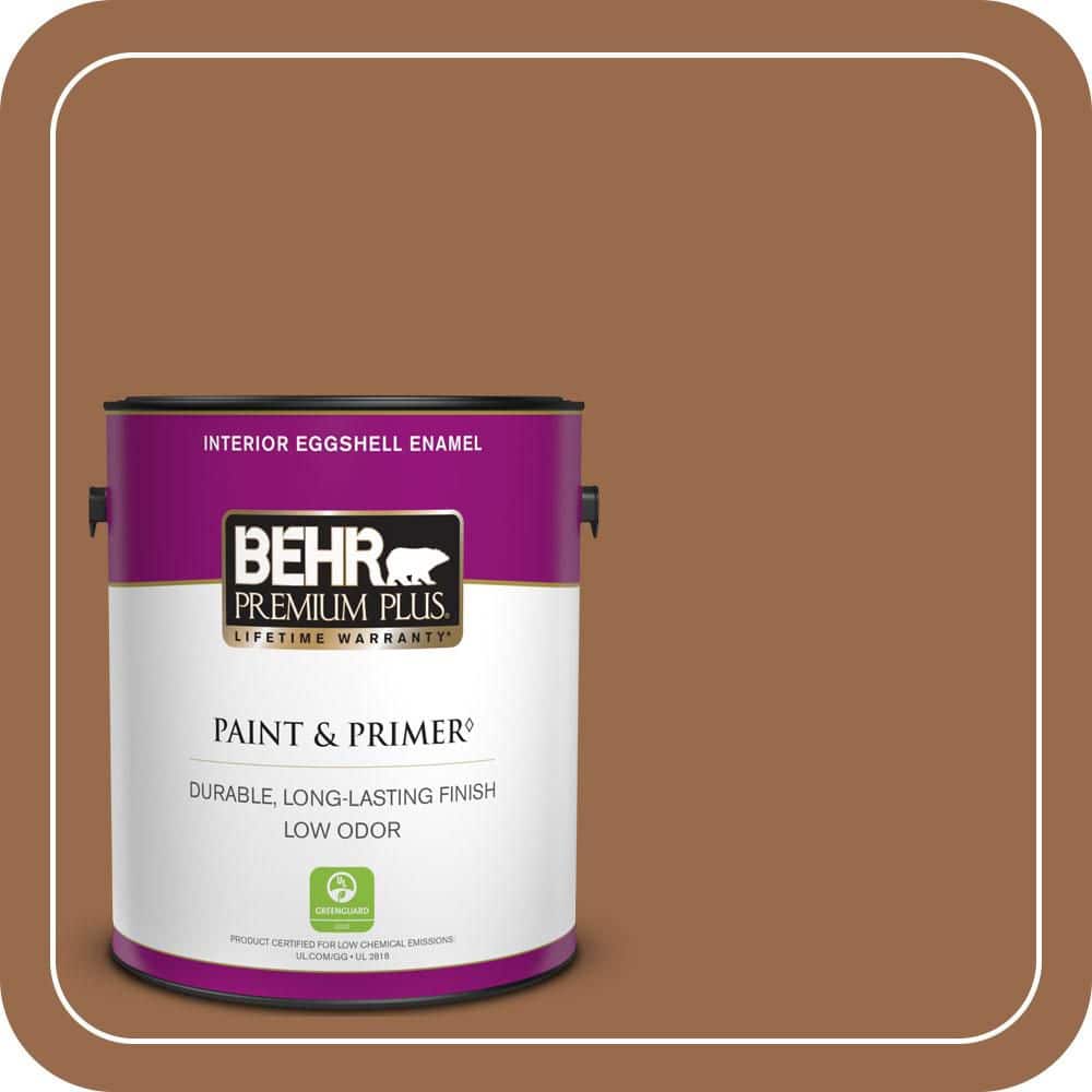 BEHR PREMIUM PLUS 1 gal. #S230-7 Toasted Bagel Eggshell Enamel Low Odor ...