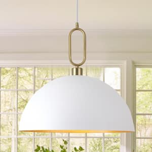LWYTJO 1-Light White Modern Pendant Light Fixture with Plug in. Switch ...