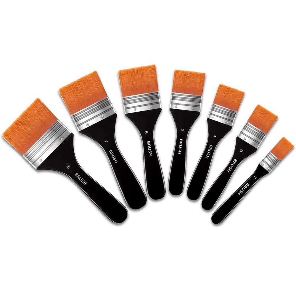 KIWDZFU 7-Piece Artist Wide Flat Paint Brushes Set Assorted Sizes for ...