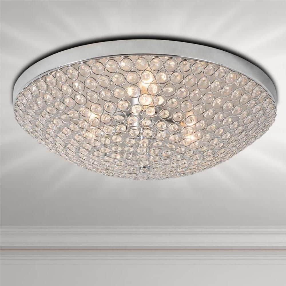 Maxax Jackson 15 in. 3-Light Chrome Flush Mount With Crystal 19175-3CH ...