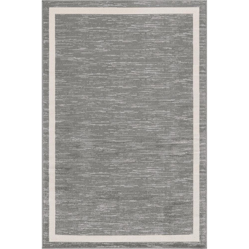 Beverly Rug Aura Gray 6 ft. x 9 ft. Rubber Back Washable Modern ...