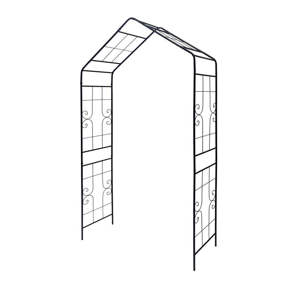 Oyezvary 94.5 in. x 56.3 in. Galvanized Powder-Coated Metal Garden Arch ...