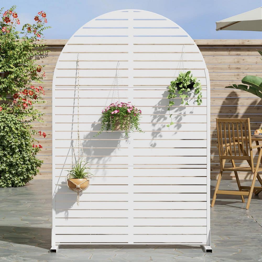 Dovelina 47 in. x 72 in. White Textured Metal Garden Screens Outdoor ...