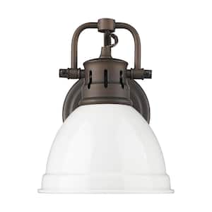 Golden Lighting Duncan 8.25 in. 1-Light Rubbed Bronze Vanity Light with ...