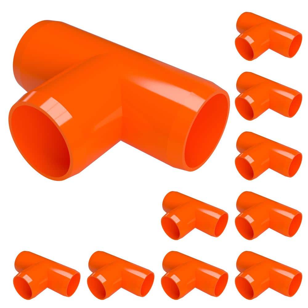 Formufit 1/2 in. Furniture Grade PVC Tee in Orange (10-Pack) F012TEE-OR ...