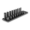 TEKTON 3/8 in. Drive 12-Point Impact Socket Set with Rails (5/16 in.-3/ ...