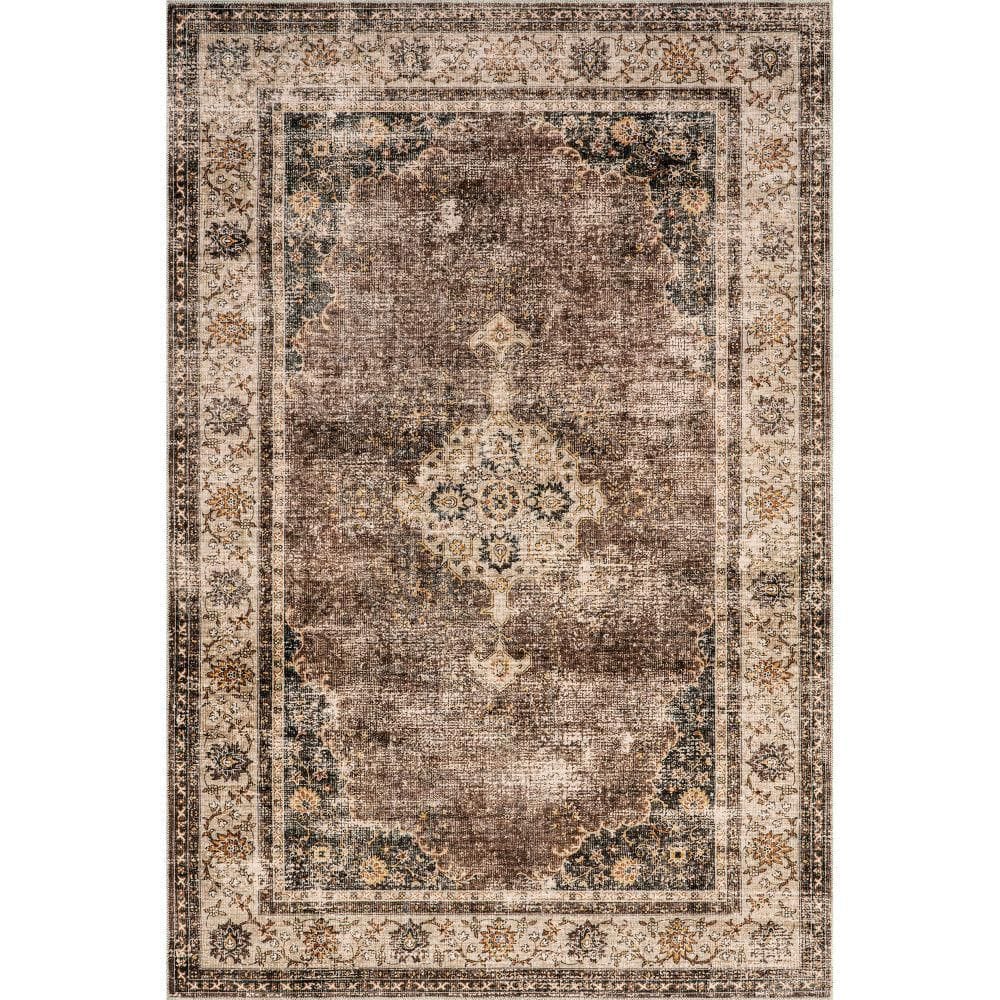 RUGS USA Rosewood Vintage Machine Washable Dark Brown 10 ft. x 14 ft ...