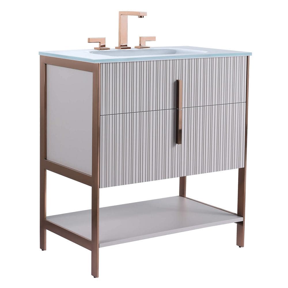 FINE FIXTURES 30 in. W x 18 in. D x 33.5 in. H Bath Vanity in Bright ...