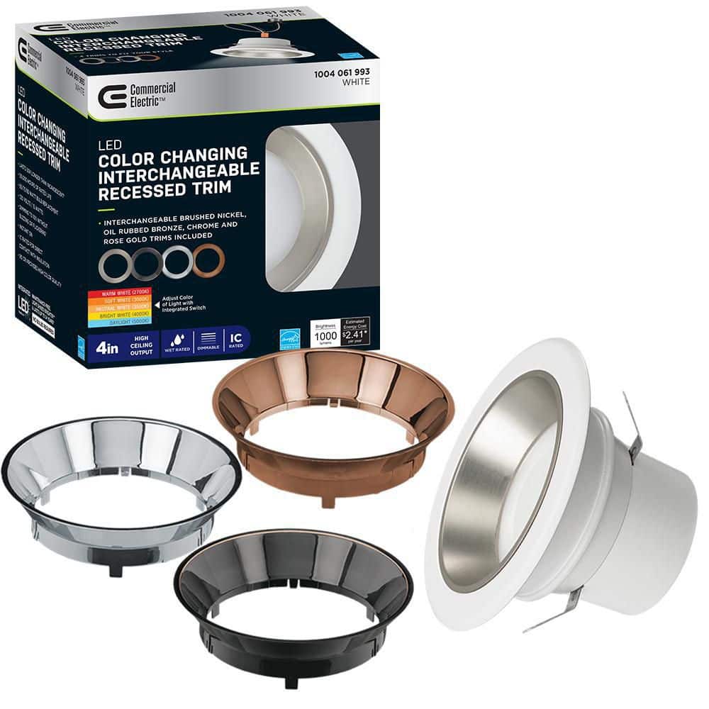 Commercial Electric 4 in. Adjustable CCT Integrated LED Recessed Light ...