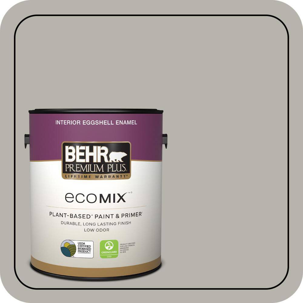 BEHR PREMIUM PLUS 1 gal. #PPU24-11 Greige Eggshell Enamel EcoMix Plant ...