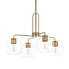 Hampton Bay Nelwyn 25 in. 4-Light Vintage Brass Chandelier with Clear ...