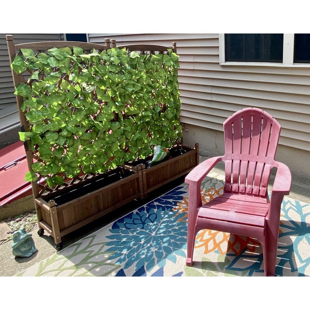 AUTMOON 42 in. Wood Trellis Set of 2, Outdoor Planter Box and Plant ...