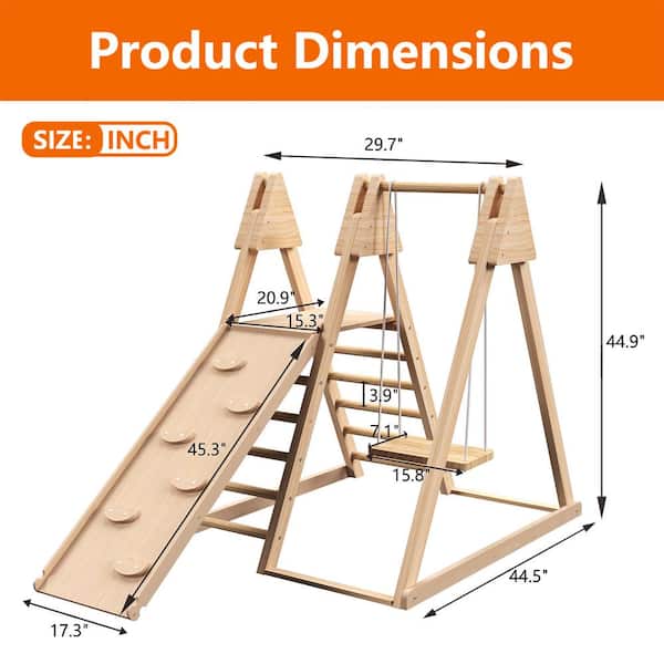 YOFE 4-in-1 Foldable Playset Pine Indoor Jungle Gym Playset YOFE 4-in-1 Foldable Playset Pine Indoor Jungle Gym Playset