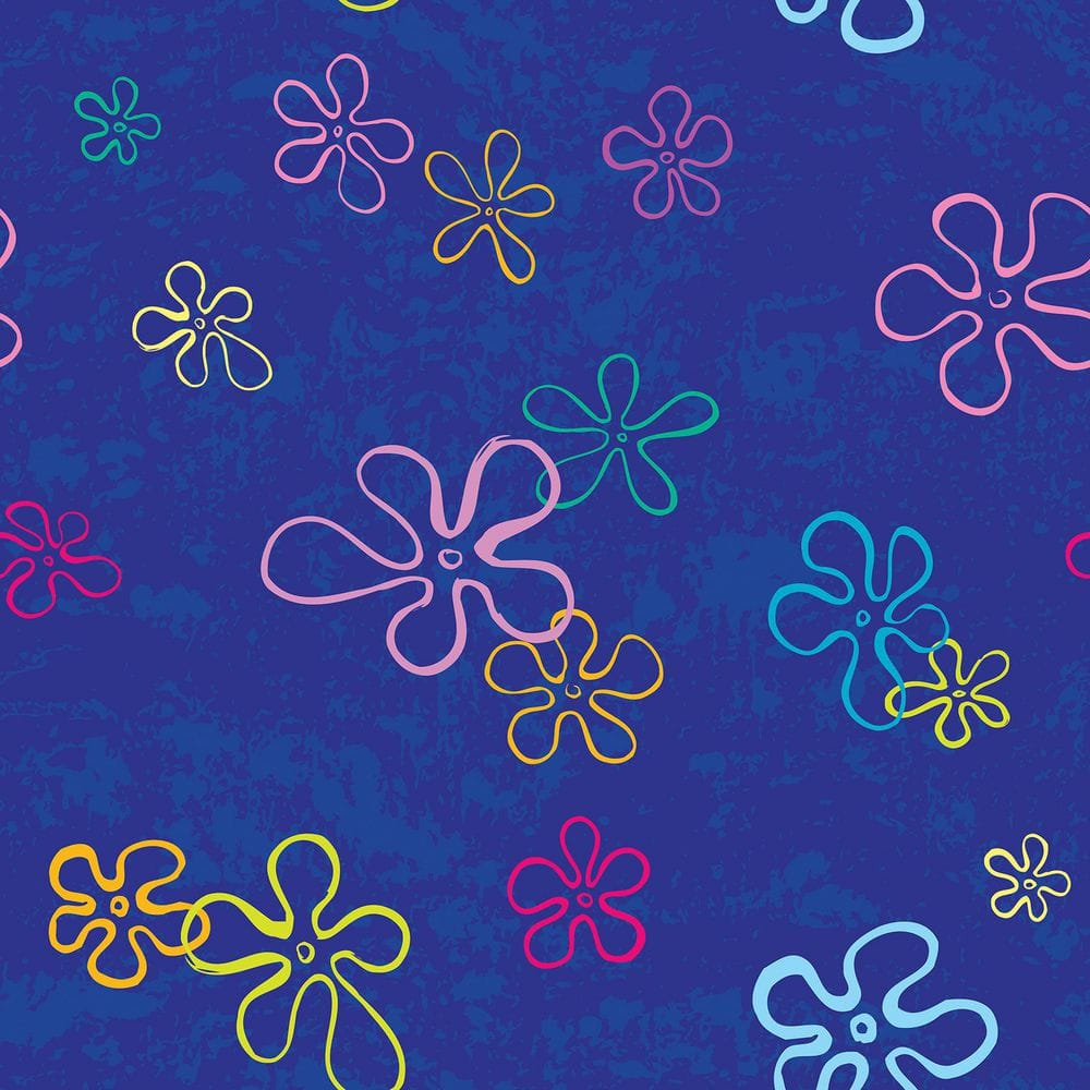 RoomMates SpongeBob SquarePants Floral Blue Peel and Stick Wallpaper ...