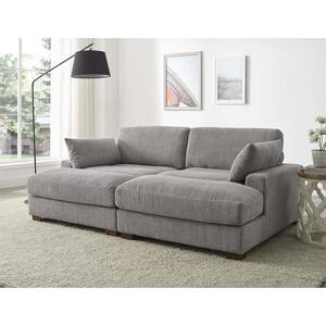 Monland 90 in. Square Arm Polyester Upholstered Rectangle Sofa Deep ...