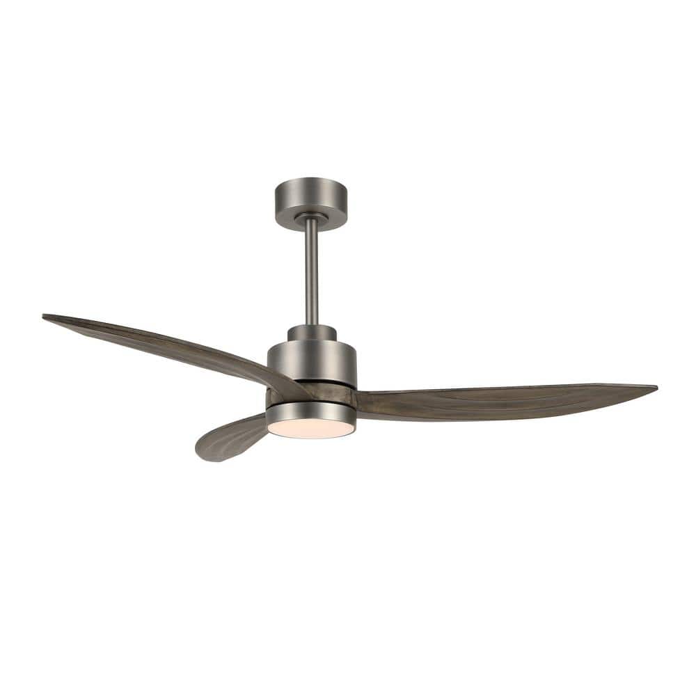 WINGBO 52 in. 3-Blades Black and Walnut Ceiling Fan with LED Light Kit ...