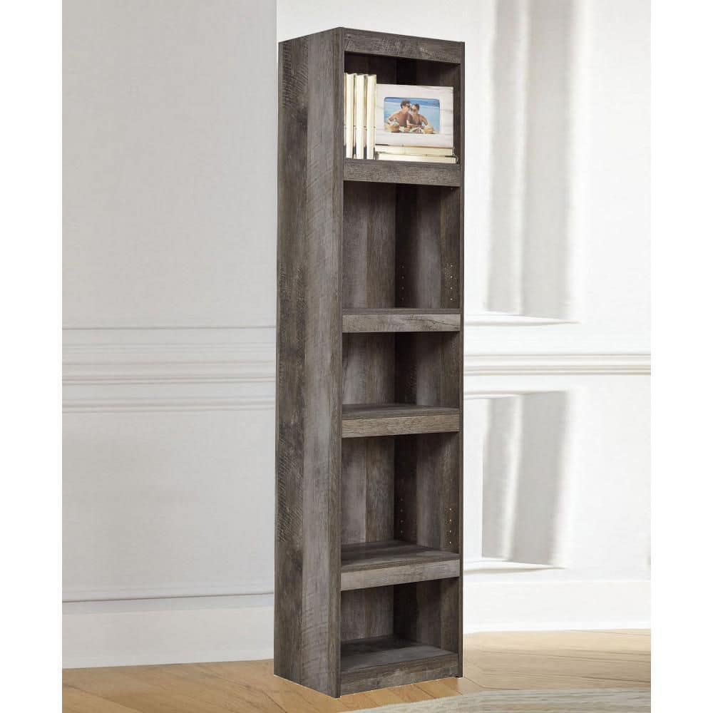 Benjara 72 in Tall Gray Wooden 5-Shelf Standard Bookcase with ...