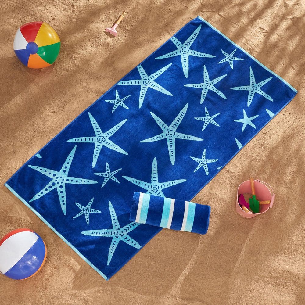 FRESHFOLDS Navy/Royal Blue Starfish and Stripe 2-Pack 100% Cotton ...