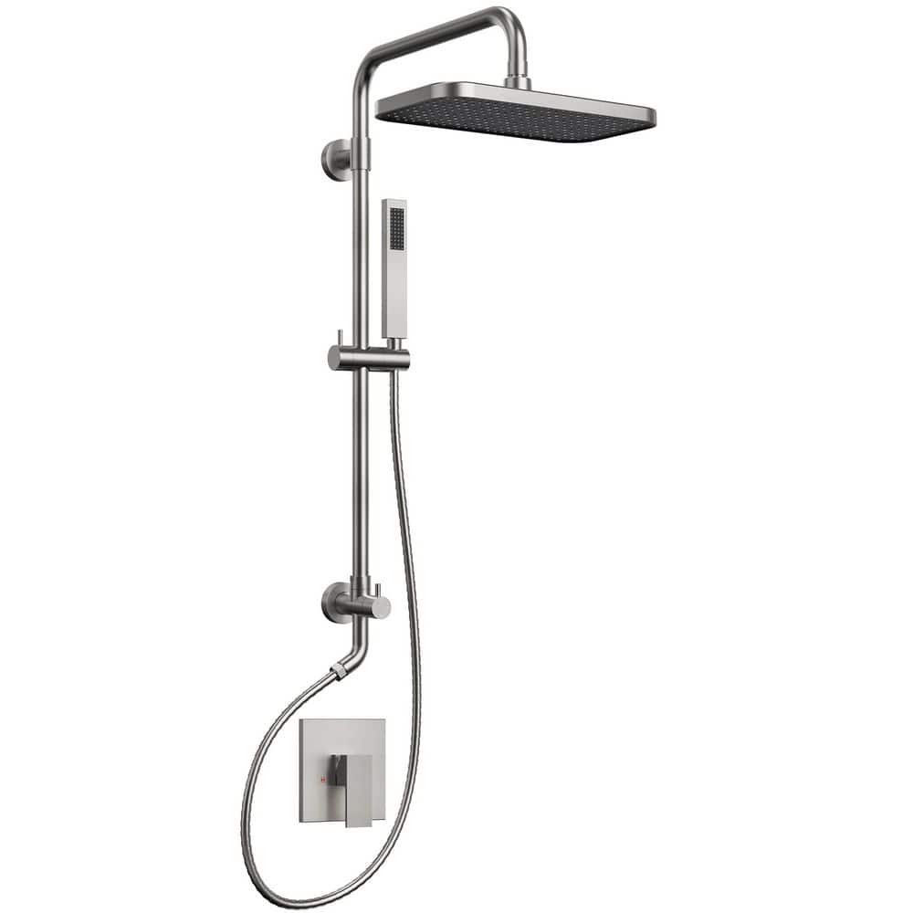 EVERSTEIN 5-Spray Rectangle High Pressure Wall Mount Dual Fixed and ...