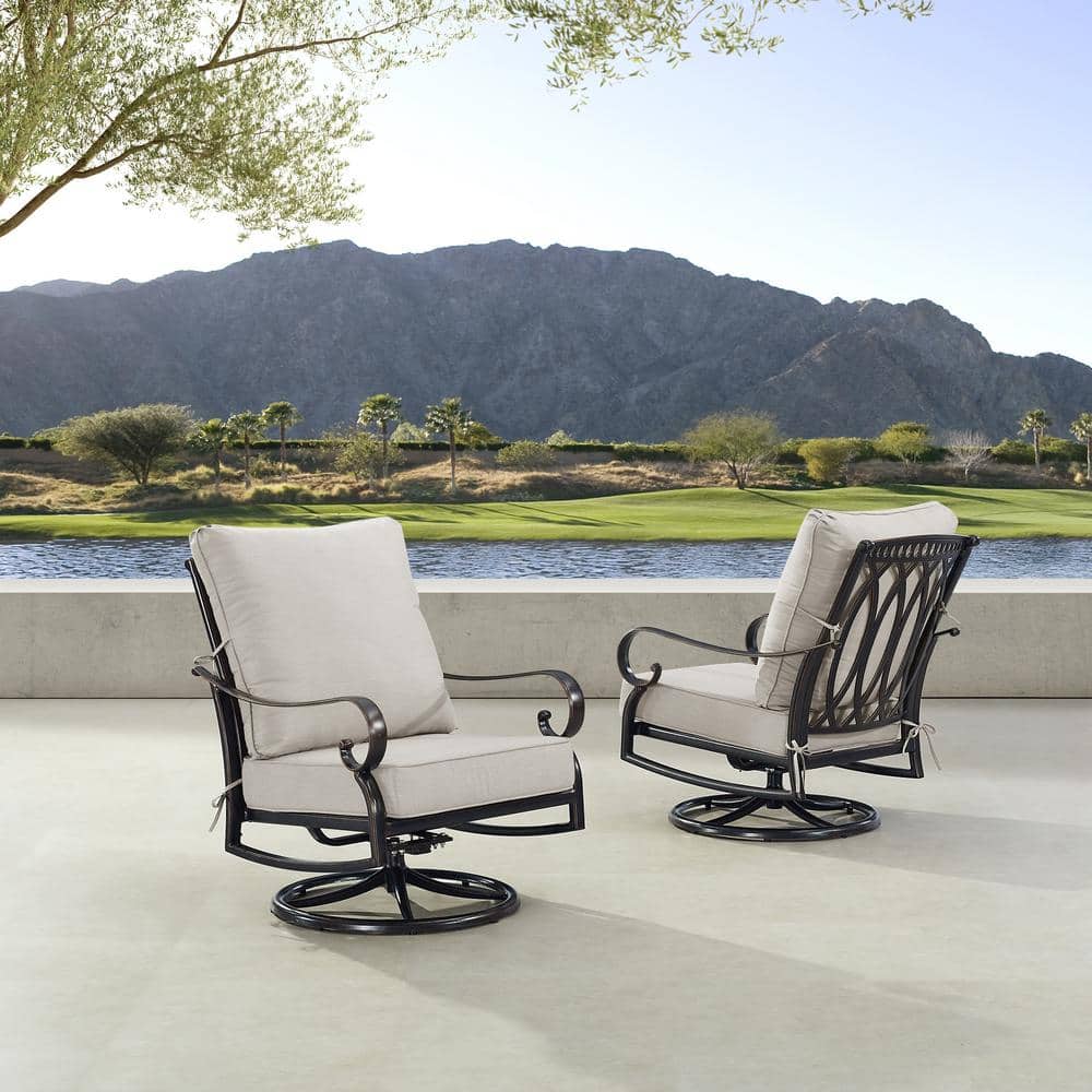 Oakland Living Pair of Black Aluminum Deep Seating Swivel Rocker Club ...
