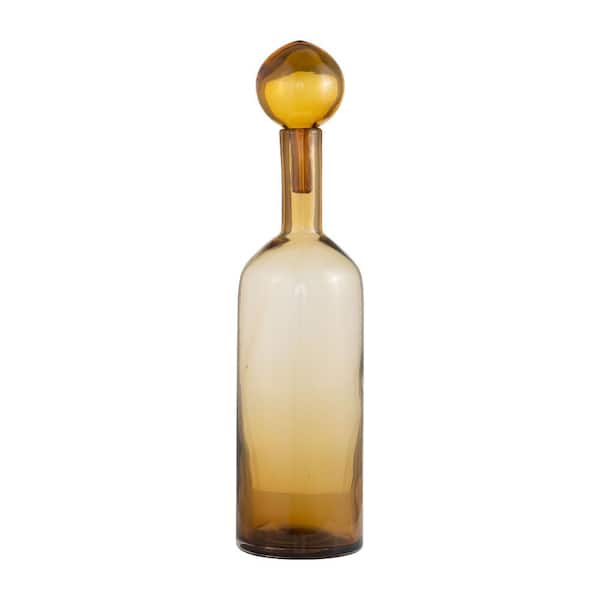 Liv & Skye 20 in. Orange Glass with Stopper Amber Decorative Vase 18002 ...