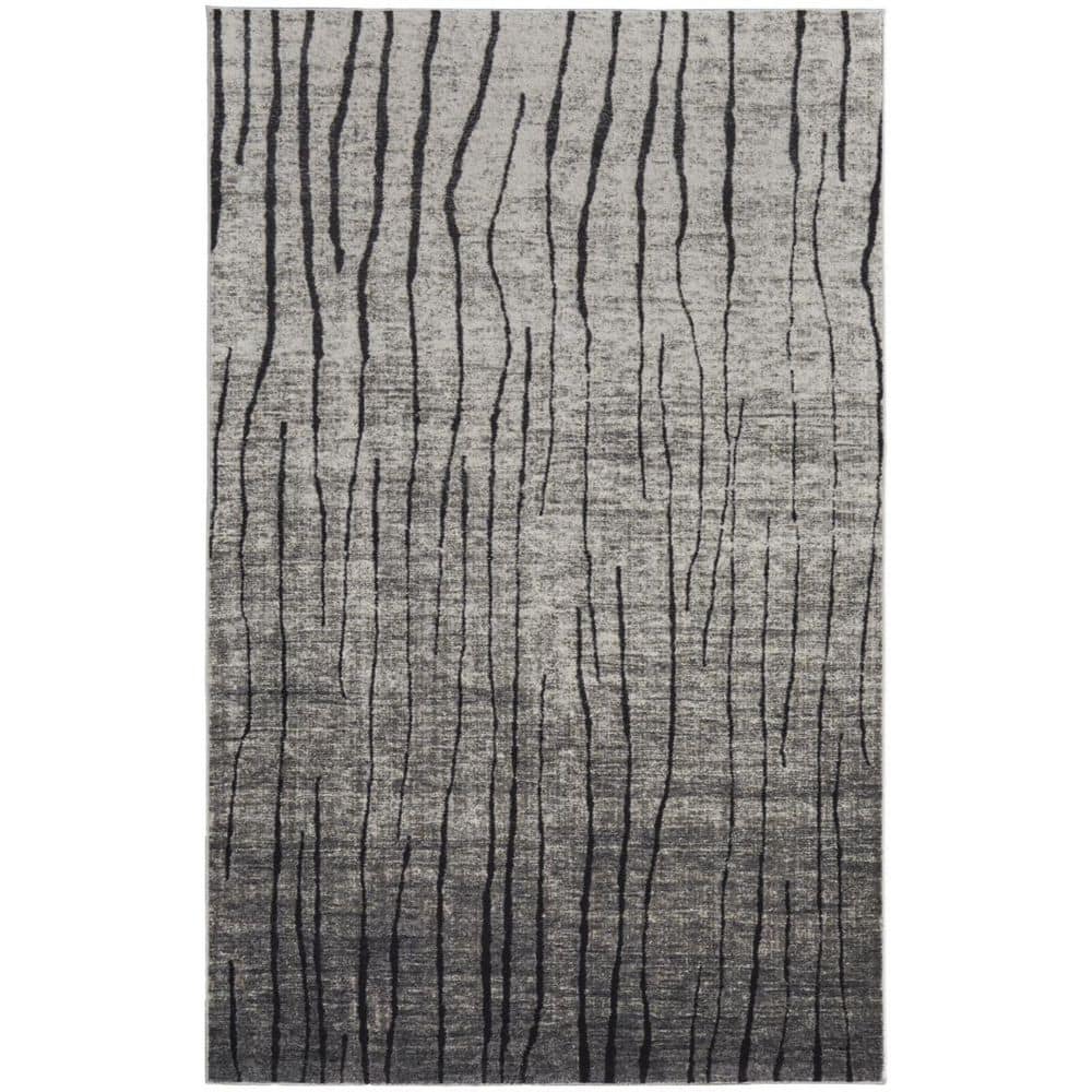 HomeRoots 7 X 10 Gray, Black Abstract Area Rug 2000565961 - The Home Depot