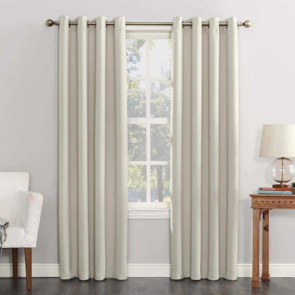 Sun Zero Saxon Energy Saving Pearl Polyester 54 in. W x 108 in. L ...