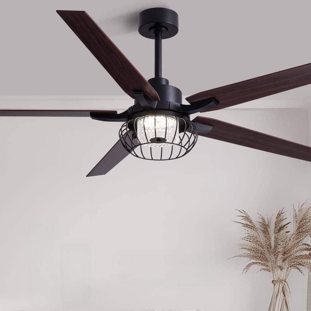 WDETR 64 in. Modern Smart Indoor Walnut Ceiling Fan with Lights ...