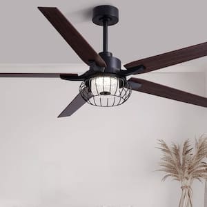 WDETR 52 in. Indoor Modern Dark Brown Ceiling Fan with Lights ...