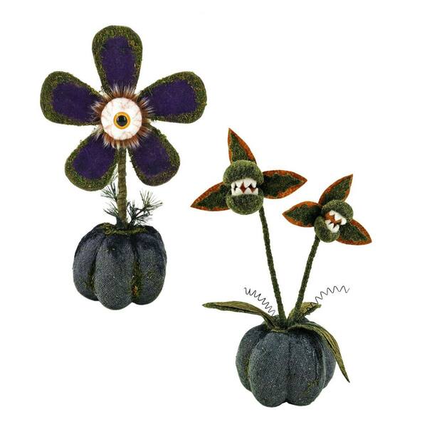 Wudkey 2-Piece Halloween Table Decor Black Artificial Venus Flytrap ...