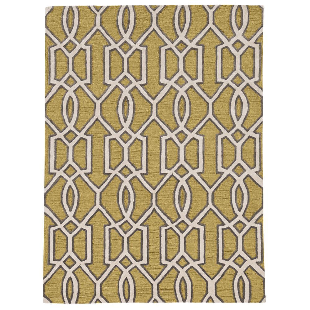 Linon Home Decor Legion Carli Yellow/Grey 8 ft. x 10 ft. Area Rug ...