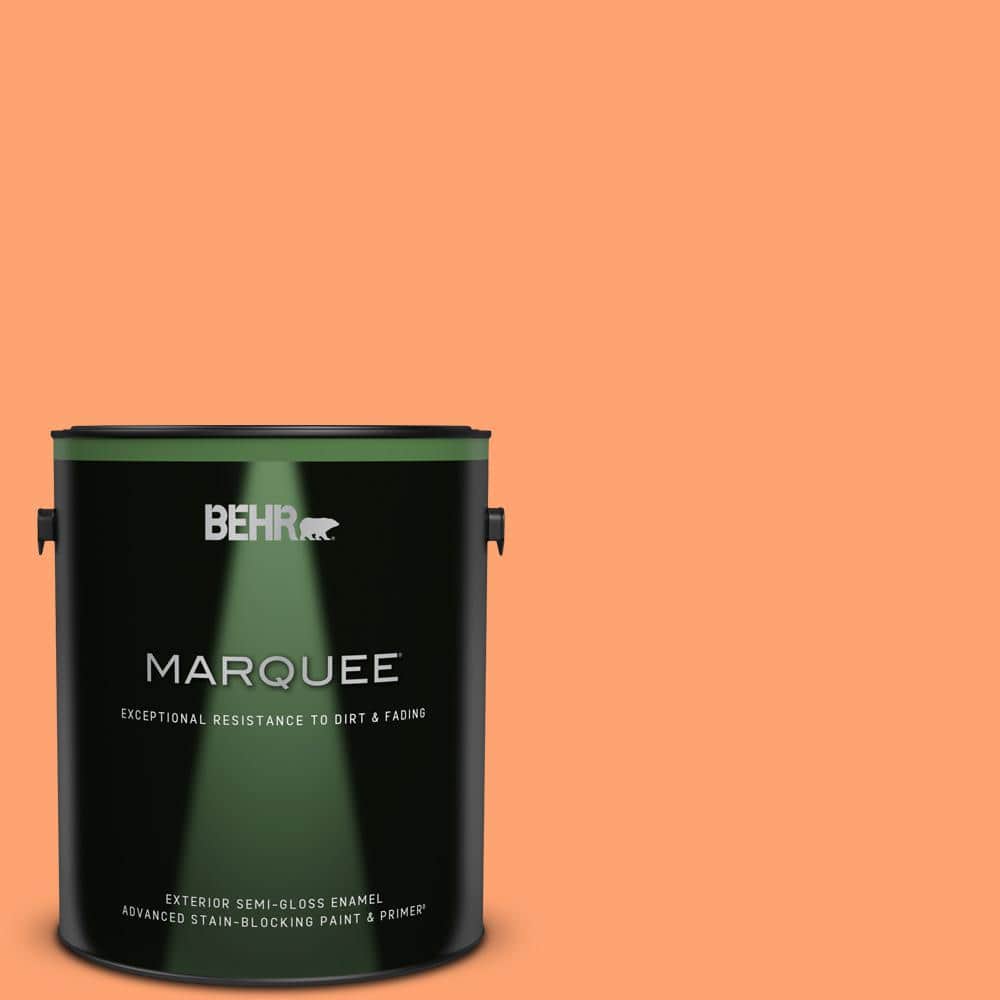 BEHR MARQUEE 1 gal. #P210-5 Cheerful Tangerine Semi-Gloss Enamel ...