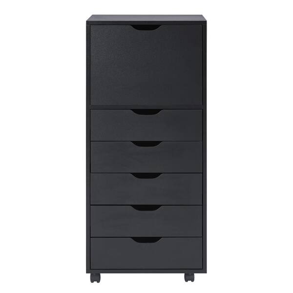 HOMESTOCK Black, 6-Drawer 41 in. H x 16 in. W x 19 in. D Wooden File ...