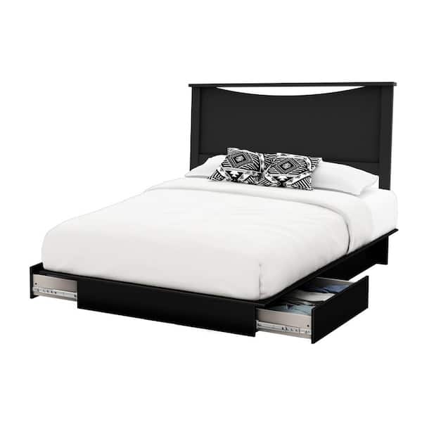 South Shore Step 1-Black Particle Board Frame Full Panel Bed With ...