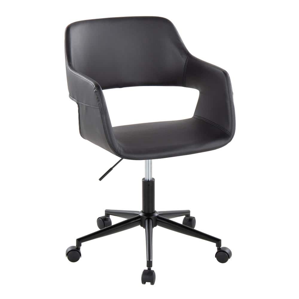 Lumisource Margarite Black Faux Leather and Black Metal Task Chair with ...