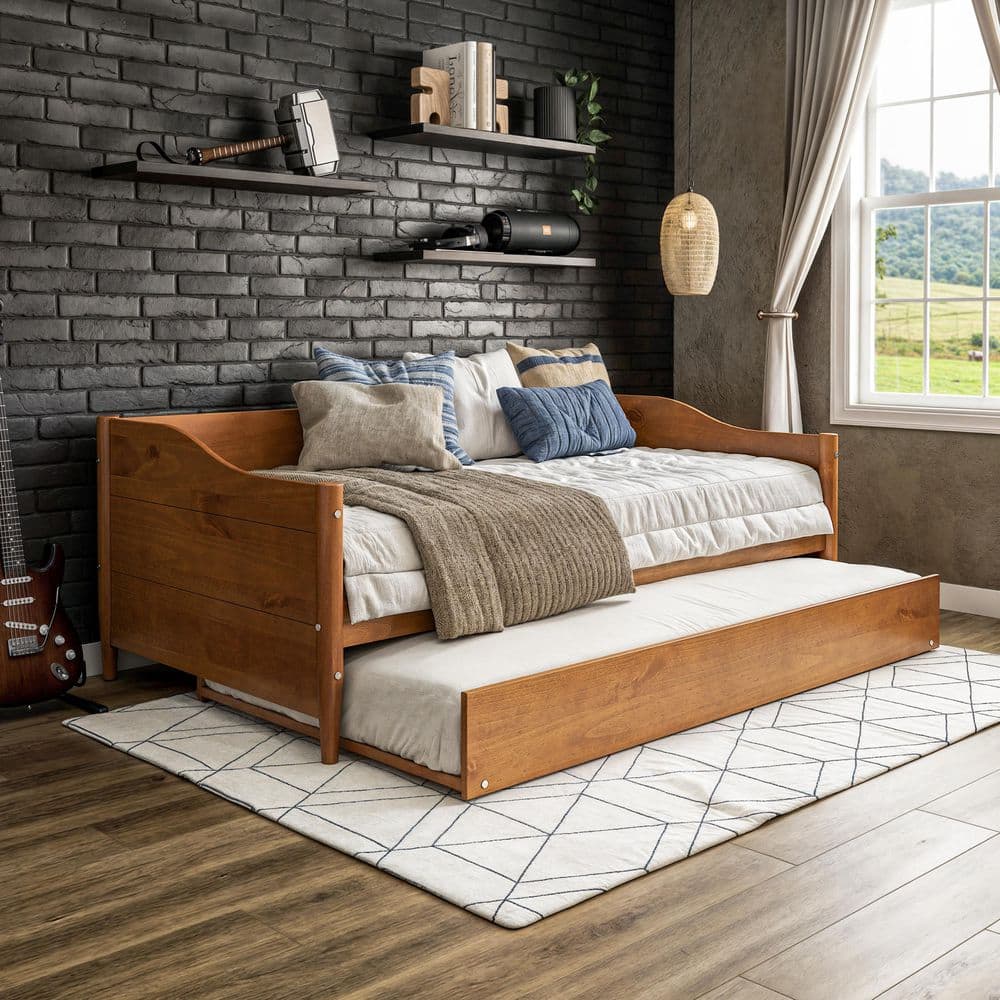 Camaflexi Mid Century Classic Castahno Twin Size Daybed with Trundle ...