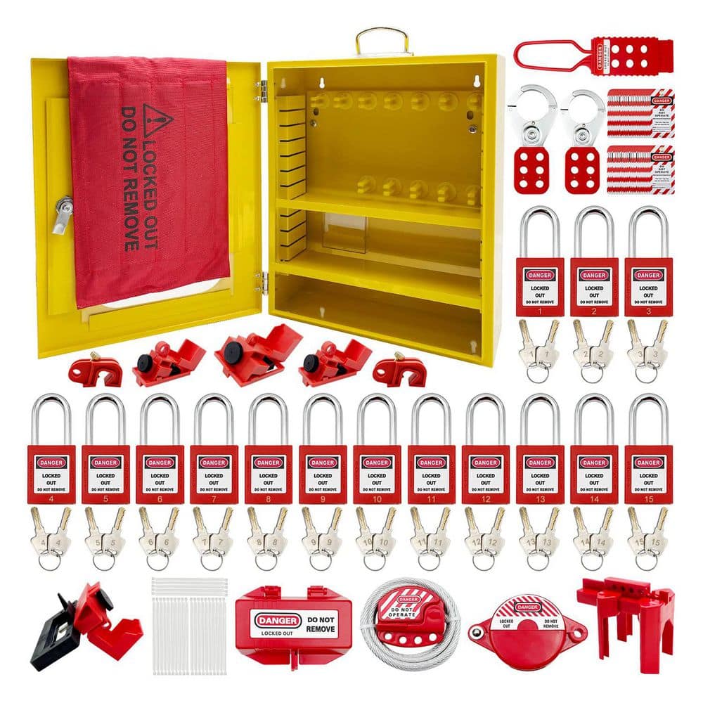 Vrbgify 80-Pack Heavy Duty Metal Lockout Tagout Station Kit Large Acrylic Board with Loto Hasps ...