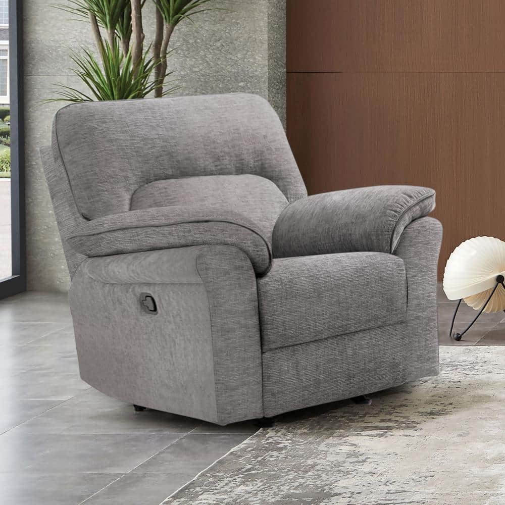 Furniture of America Monku Light Gray Polyester Recliner Chair with ...