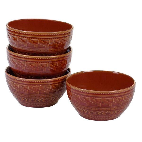 Certified International Aztec 4-Piece Patterned Multi-Colored Stoneware ...