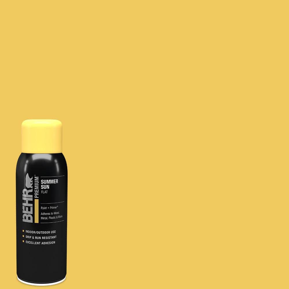 BEHR PREMIUM 12 oz. #SP-110 Summer Sun Flat Interior/Exterior Spray ...