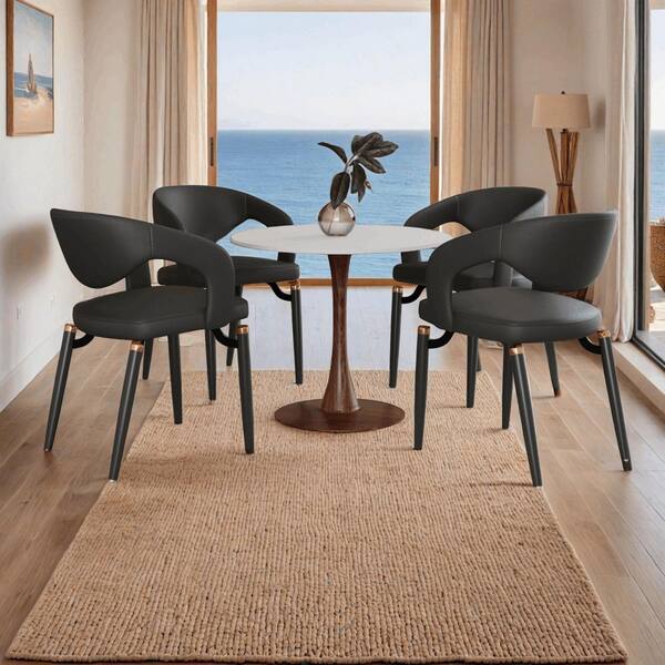 Leisuremod Bristol 24 in. Round Dining Table with MDF Top and Walnut ...