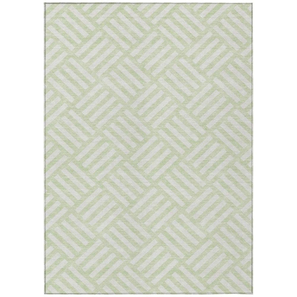 HomeRoots Mint Green, Ivory 3 ft. x 5 ft. Woven Geometric Polyester ...